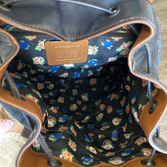 Coach | Bags | Coach Leather And Denim Backpack | Poshmark